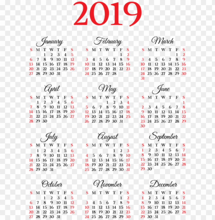 Free download | HD PNG 2019 calendar PNG Images 41623 | TOPpng