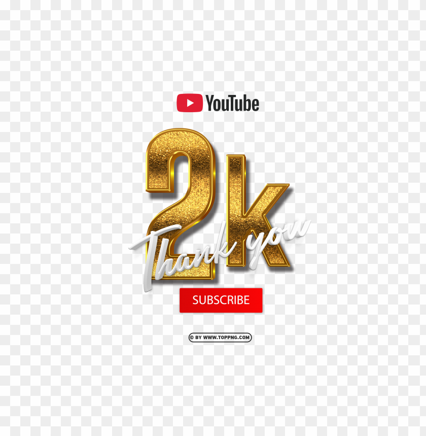 Free download | HD PNG 3d gold youtube 2k subscribe thank you png ...
