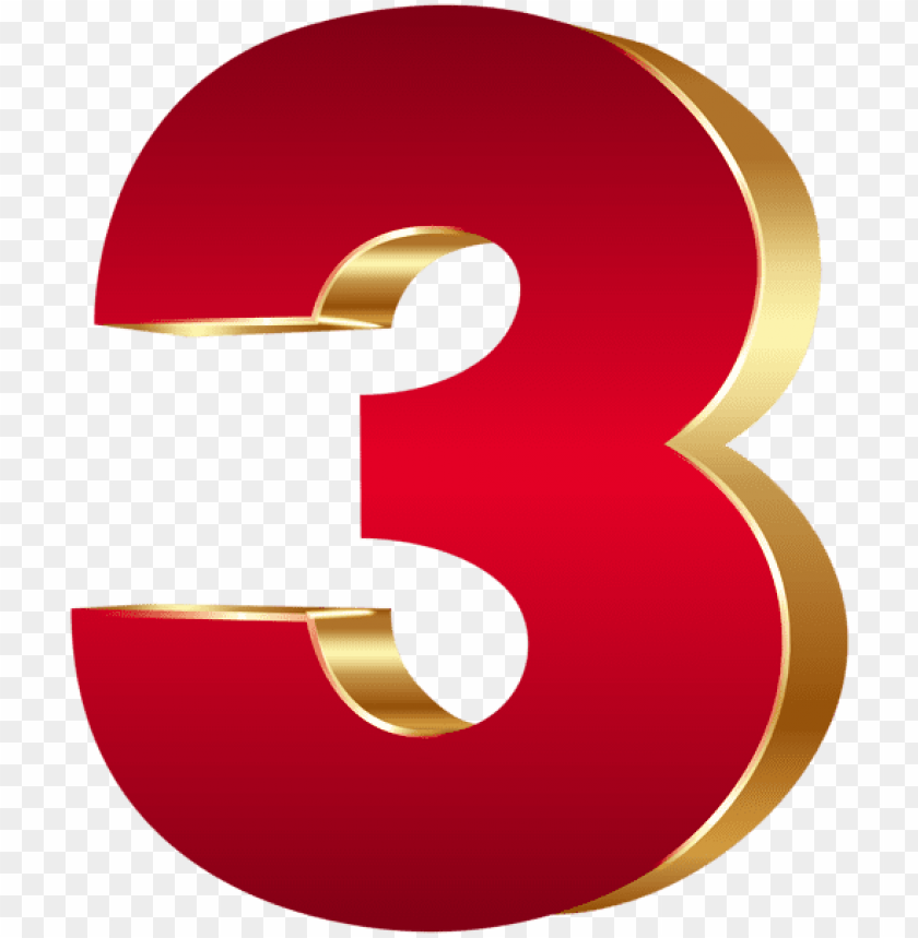 Free download | HD PNG 3d number three red gold clipart png photo ...