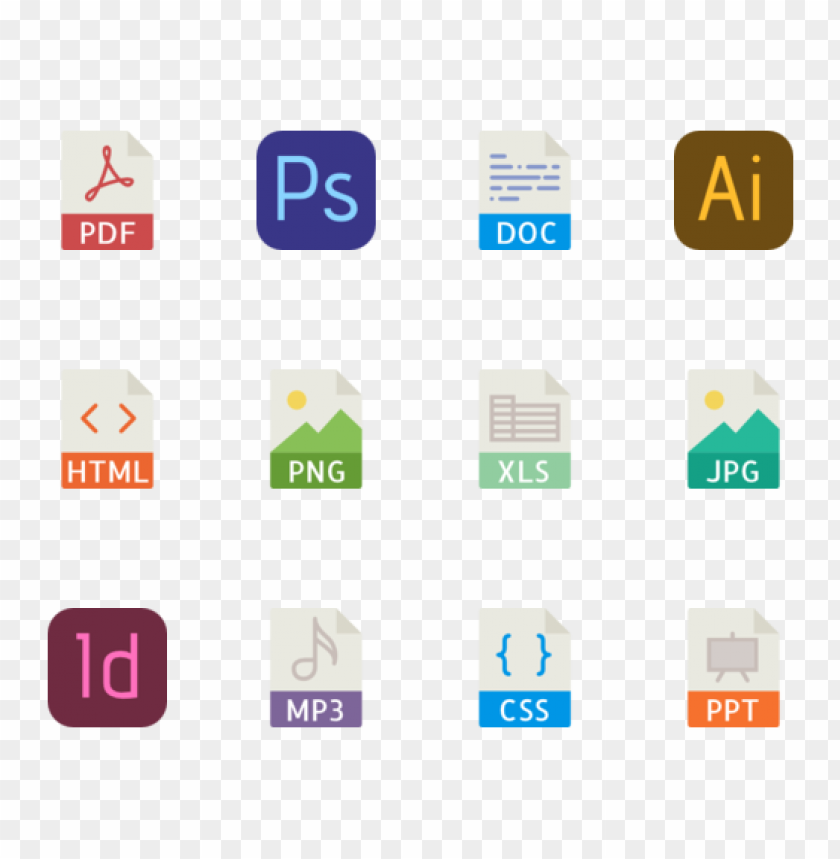 Free download | HD PNG 40 file types color vector icons | TOPpng