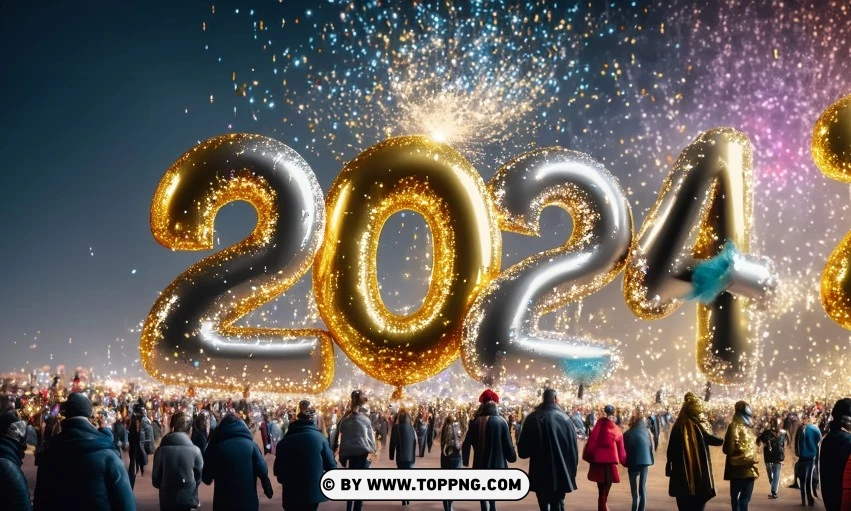 Free Download Hd Png A Vibrant New Years Eve Celebration Image With A Massive Balloon Display