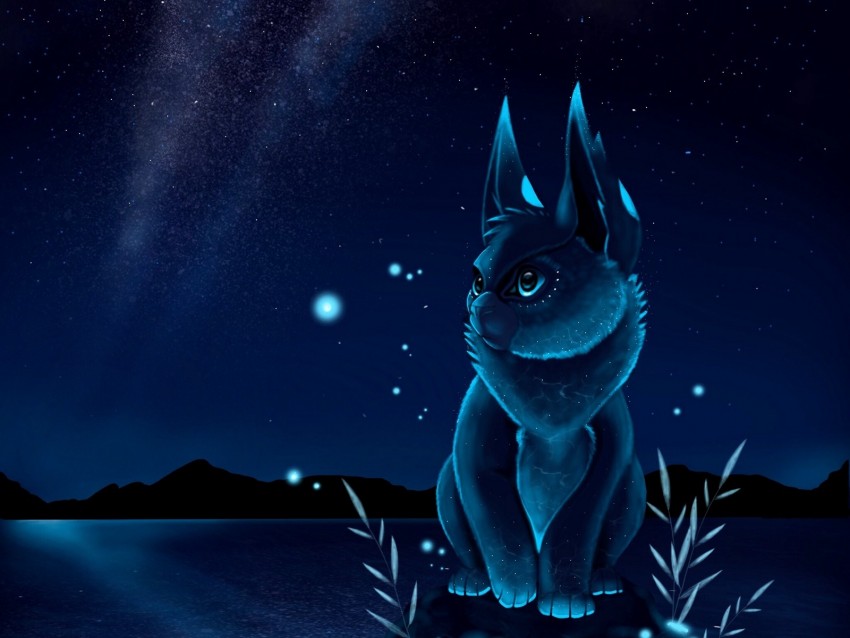 Free download | HD PNG animal fantastic art night starry sky 4k wallpaper | TOPpng