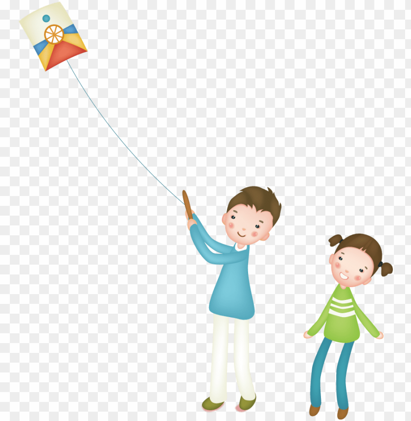 Free download | HD PNG children playing with kite illustration PNG ...