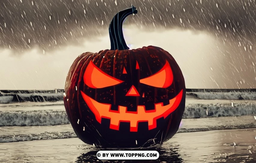 Free download | HD PNG beachside jack o lantern halloween rain scene ...
