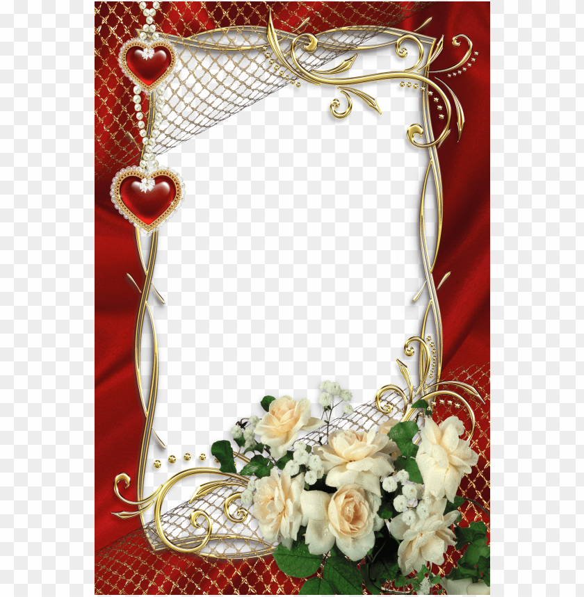 Free download | HD PNG beautiful red transparent frame with white roses ...