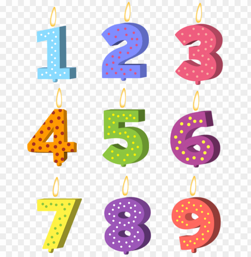 Free download | HD PNG festive number birthday candles in vibrant ...