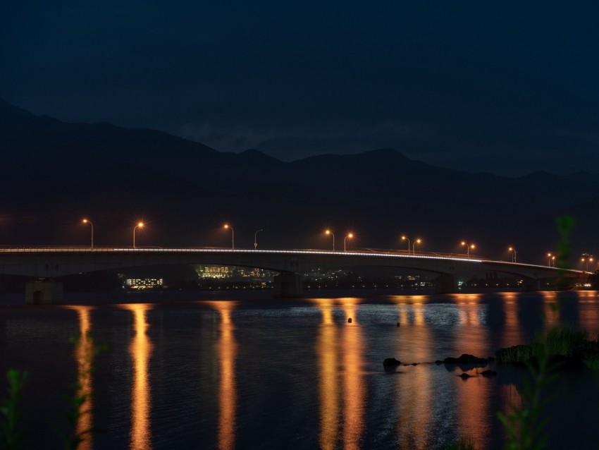 Free Download Hd Png Bridge Night City City Lights Lights Lighting 4k
