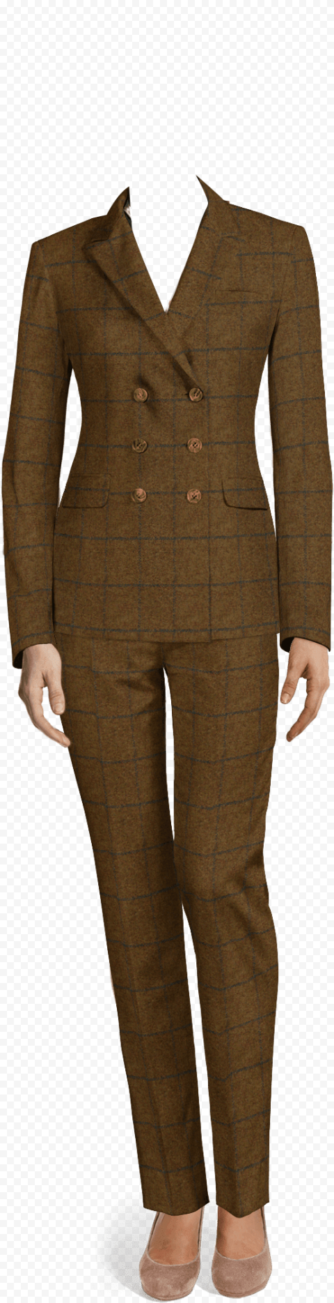 Free download | HD PNG brown double breasted checked tweed pant suit ...