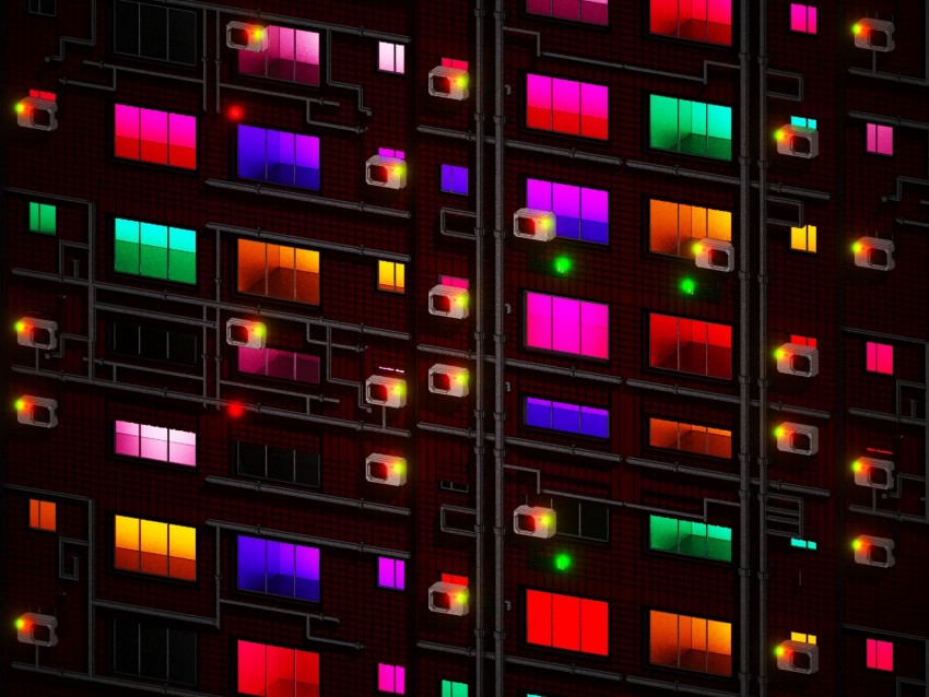 Free download | HD PNG building facade windows colorful light 4k ...
