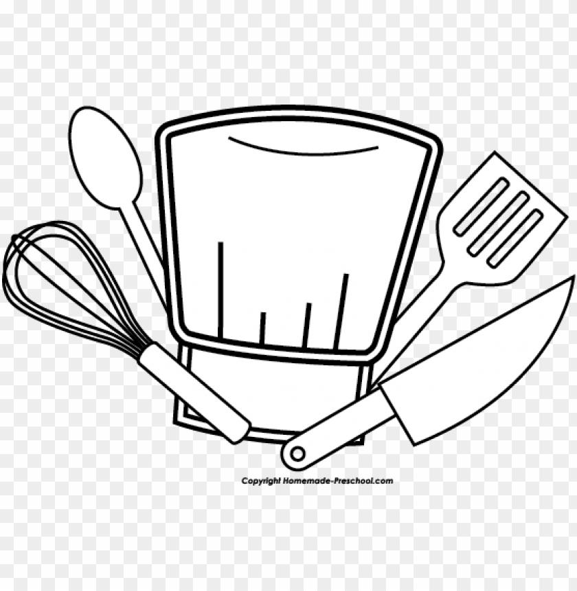 Free download | HD PNG chef hat utensils bw clipart image chef clipart ...