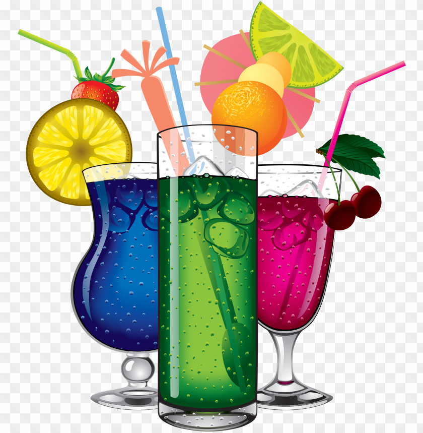 Free download | HD PNG colorful cocktails with fruit garnishes - Image ...