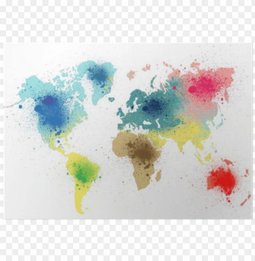 Free download | HD PNG world map with colorful watercolor effect PNG ...