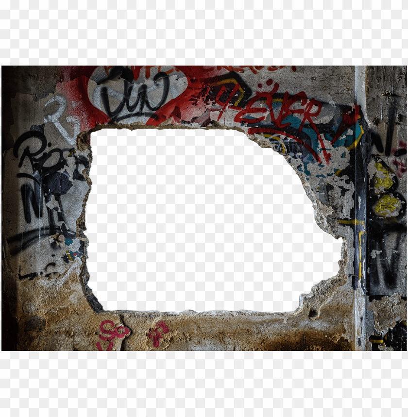 Free download | HD PNG concrete breakthrough hole wall graffiti ...