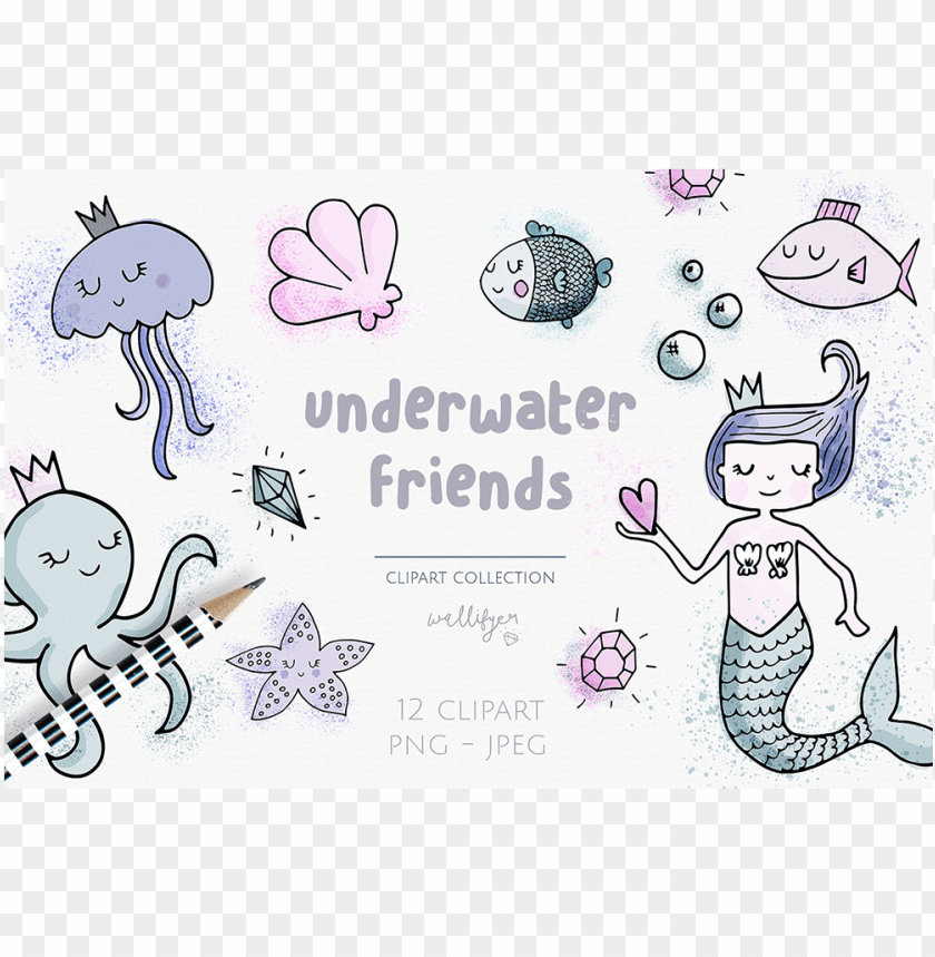 Free download | HD PNG cute digital watercolor mermaid clipart ...