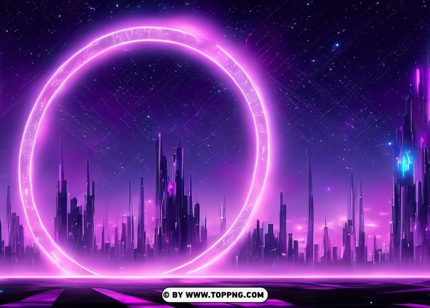 Free download | HD PNG cyberpunk city horizon illuminated by enigmatic ...