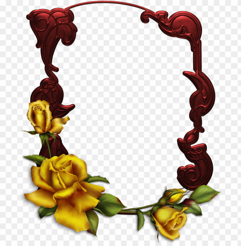 Free download | HD PNG dark red transparent frame with yellow roses ...