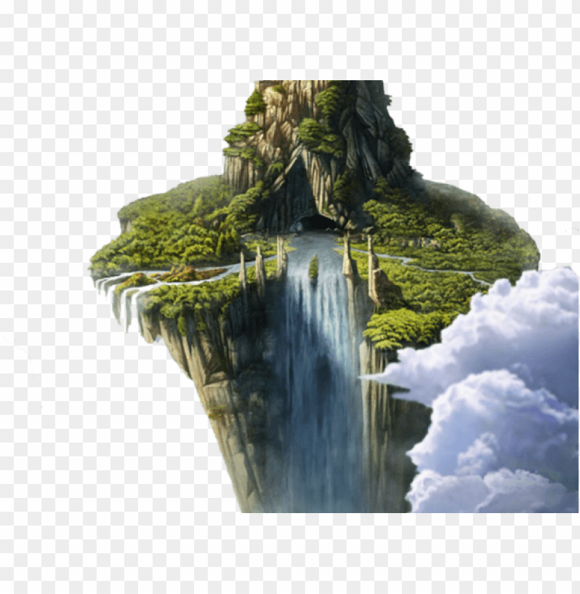 Free download | HD PNG drawn waterfall island floating island with a ...