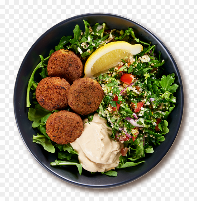 Free download | HD PNG falafel and salad bowl with lemon slice - Image ...