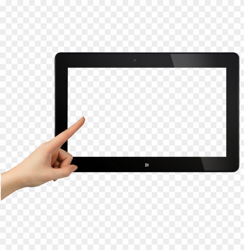 Free download | HD PNG tablet with blank screen and hand hovering | TOPpng