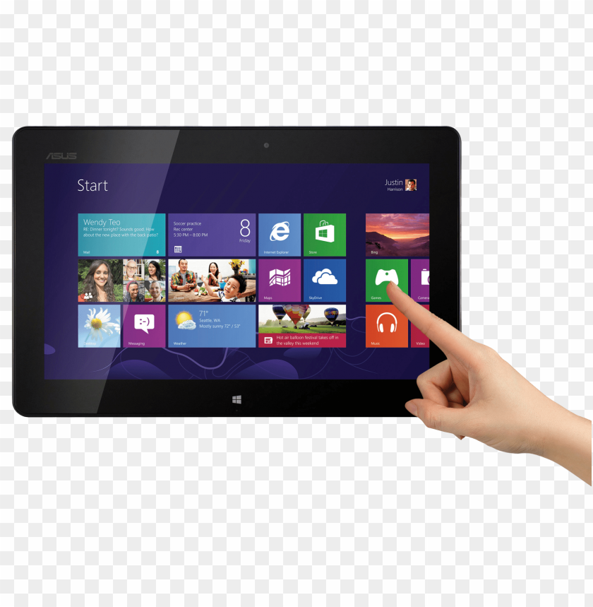 Free download | HD PNG tablet with hand touching screen | TOPpng