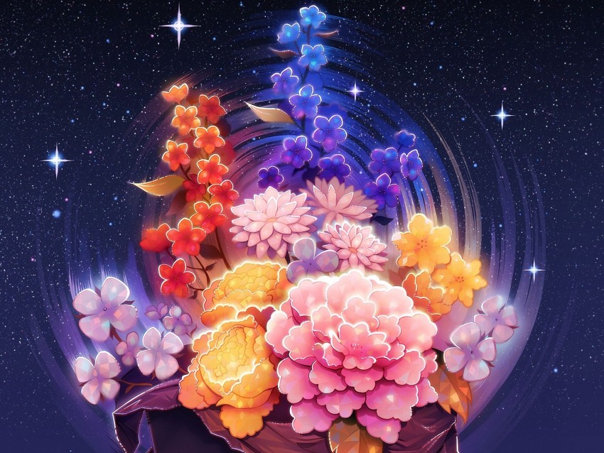 Free download | HD PNG flowers stars art space starry sky 4k wallpaper ...