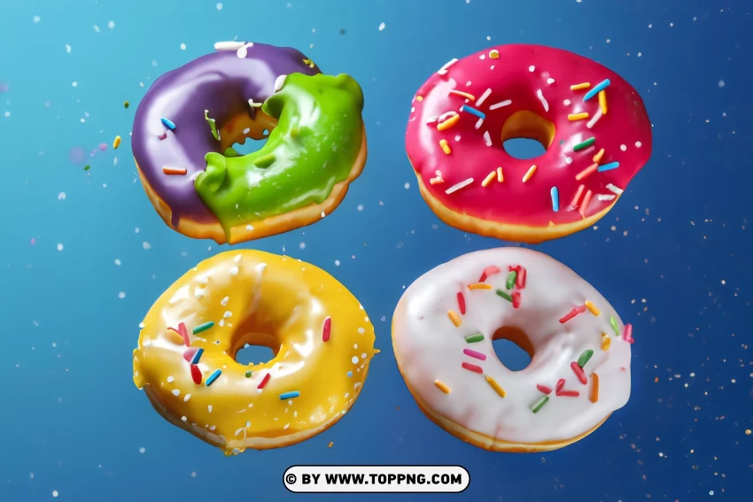 Free download | HD PNG four round different donuts with sprinkles ...