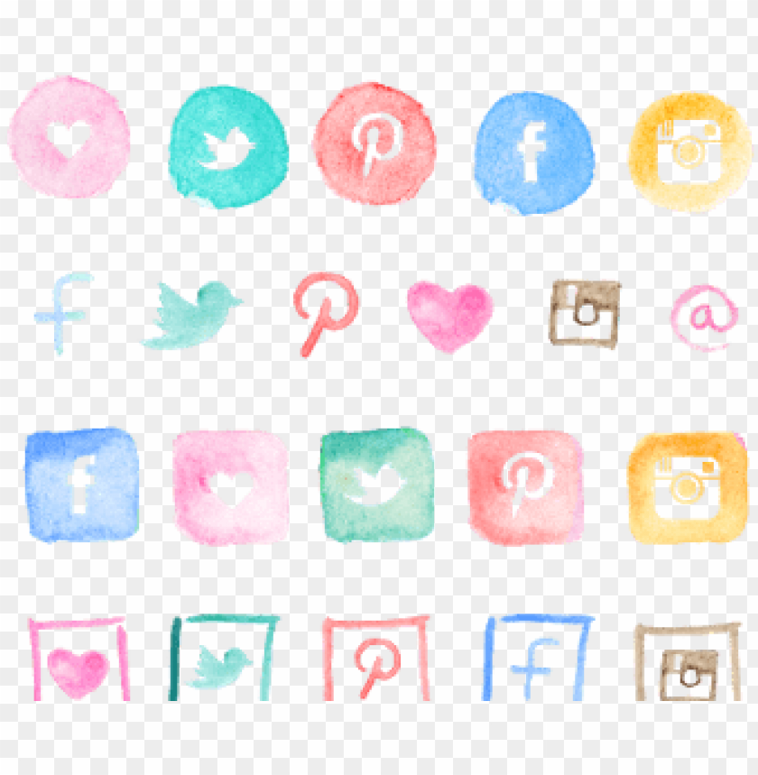 Free download | HD PNG free watercolor icons social media watercolor ...
