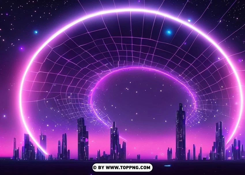 Free download | HD PNG futuristic nighttime vista with purple neon halo ...