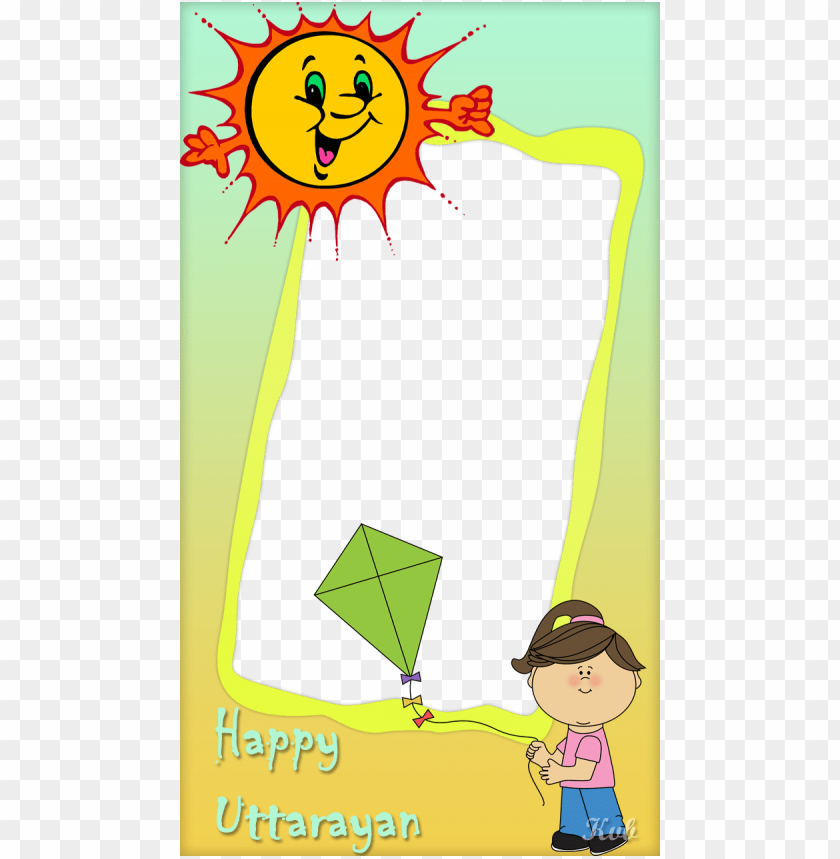 Free download | HD PNG girl flying kite frame happy sun embroidery ...