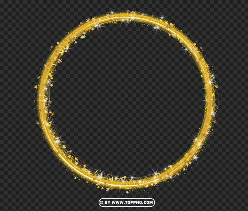 Free Download Hd Png Glowing Gold Sparkle Circle Frame Effect Png