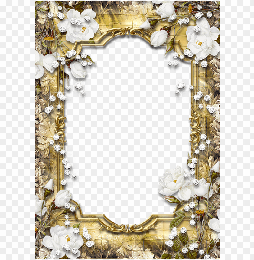 Free download | HD PNG gold png frame with diamonds and roses ...