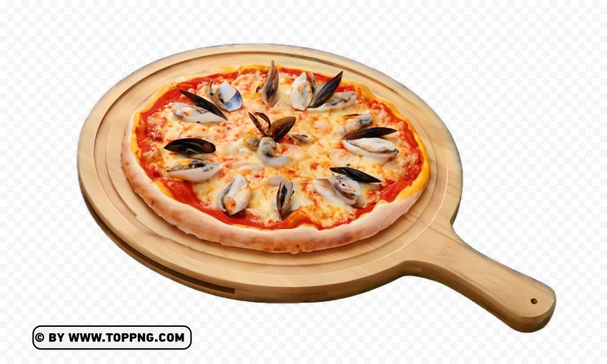 Free download | HD PNG gourmet seafood pizza on a rustic dish hd ...