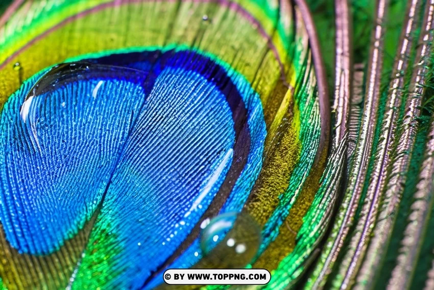 Free download | HD PNG graceful water droplet on a beautiful peacock feather background - Image ...