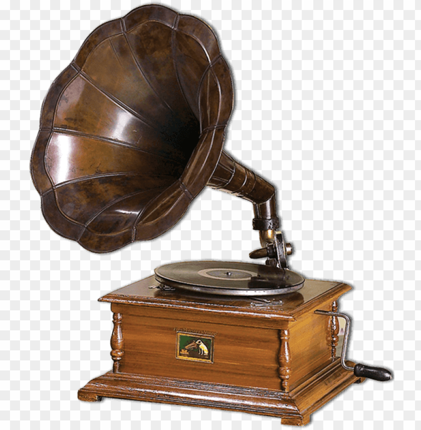Free download | HD PNG gramophone hmv side view with wooden base | TOPpng