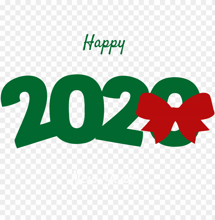 Free download | HD PNG green happy 2020 text with holly leaves PNG ...