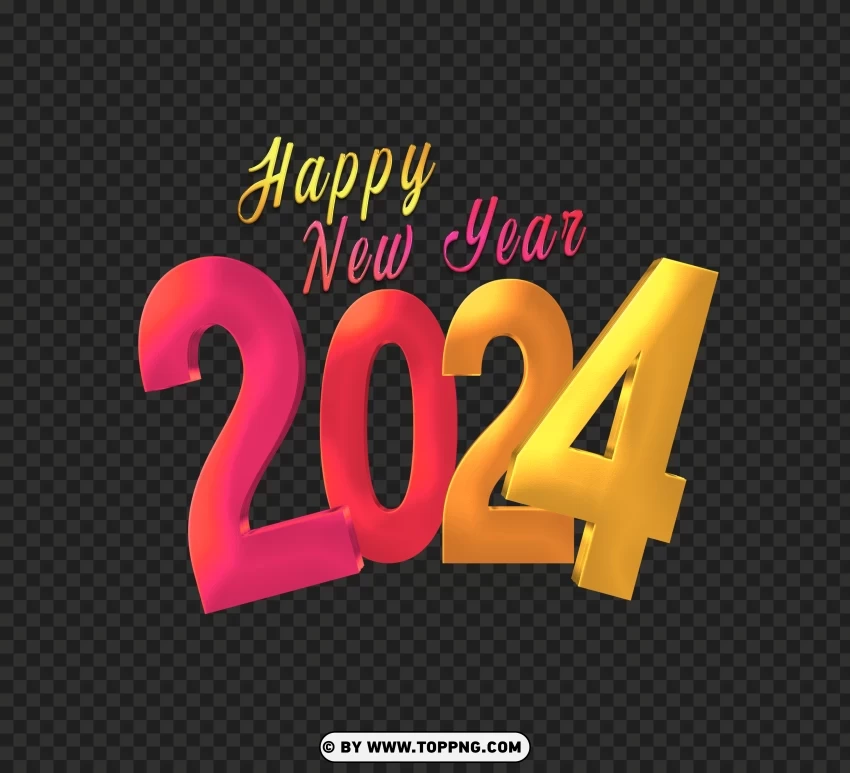 Free download | HD PNG hd beautiful happy new year 2024 card colorful ...