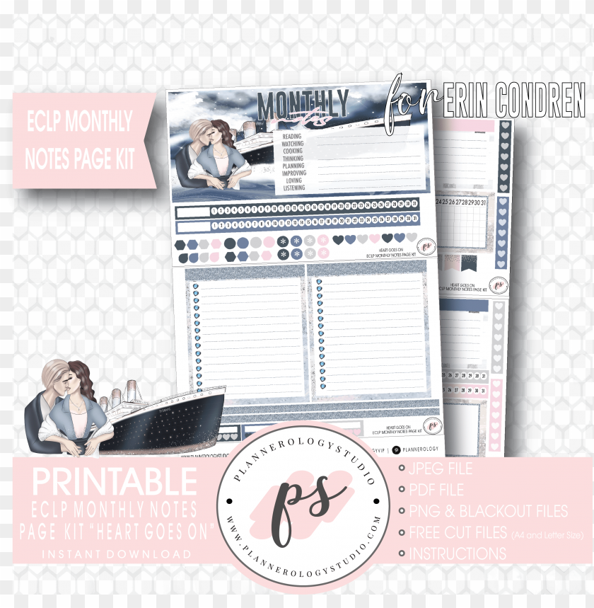 Free download | HD PNG heart goes on monthly notes page kit digital ...