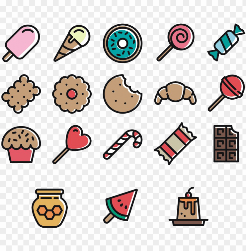 Free download | HD PNG cartoon food and dessert icons set PNG ...