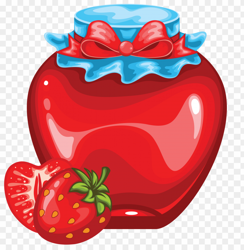 Free download | HD PNG illustrated red jam jar with strawberry and blue ...