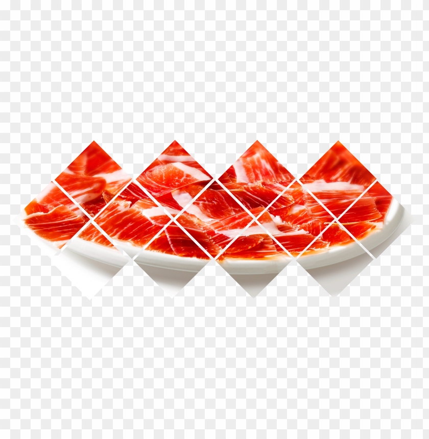 Free download | HD PNG small triangles of sliced jamon on white plate ...