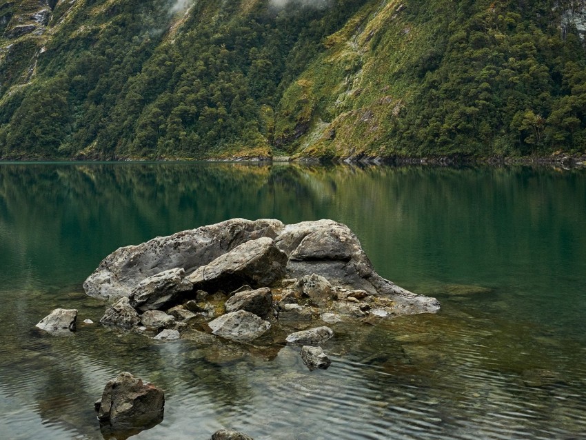 Free download | HD PNG lake fog rocks mountain stone new zealand 4k ...