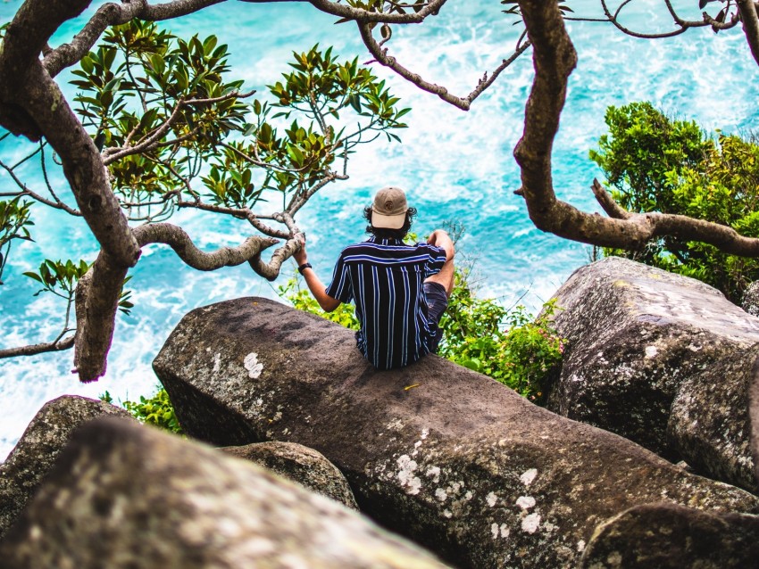 Free download | HD PNG man loneliness stones sea solitude 4k wallpaper ...