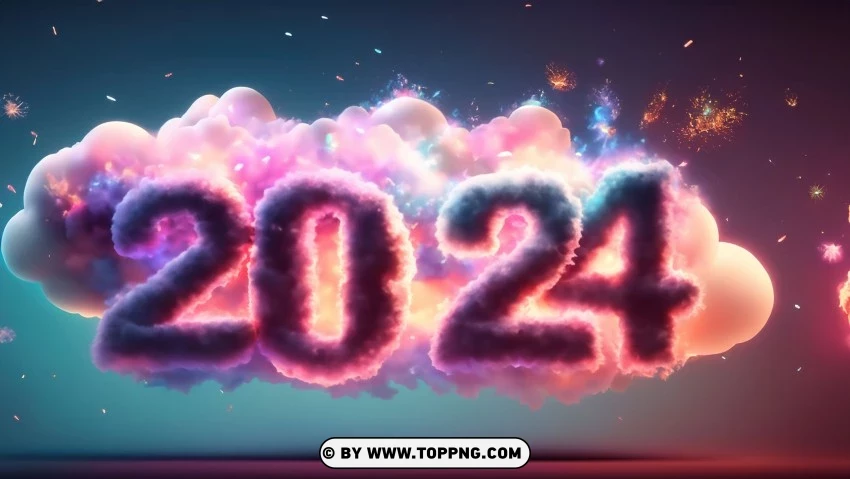 Free download | HD PNG new year 2024 background surrounded by clouds ...