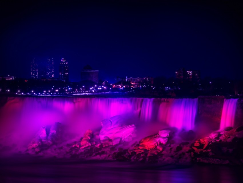 Free download | HD PNG night city waterfall lights stones architecture ...