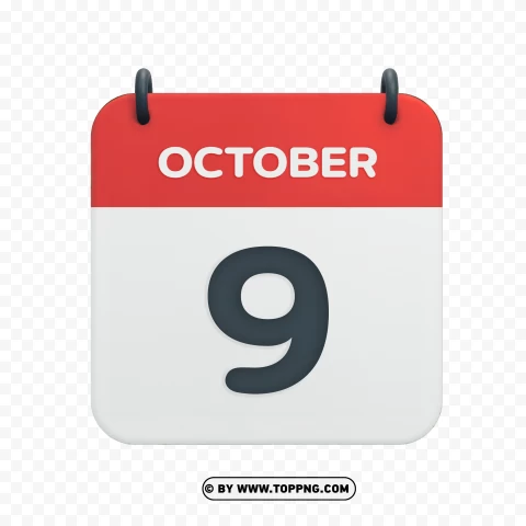 Free download | HD PNG october 9th date vector calendar icon in ...