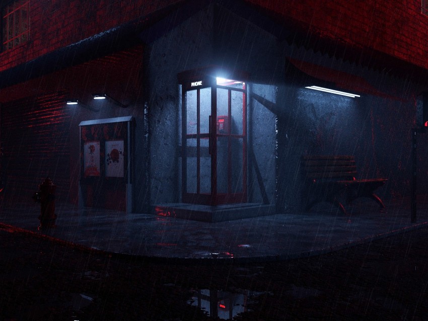 Free download | HD PNG phone booth light night rain dark 4k wallpaper ...