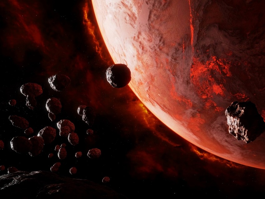 Free download | HD PNG planet asteroids space glow dark 4k wallpaper | TOPpng