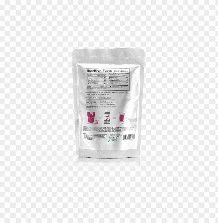 Free download | HD PNG raw nutritional pure acai powder pouch back view ...