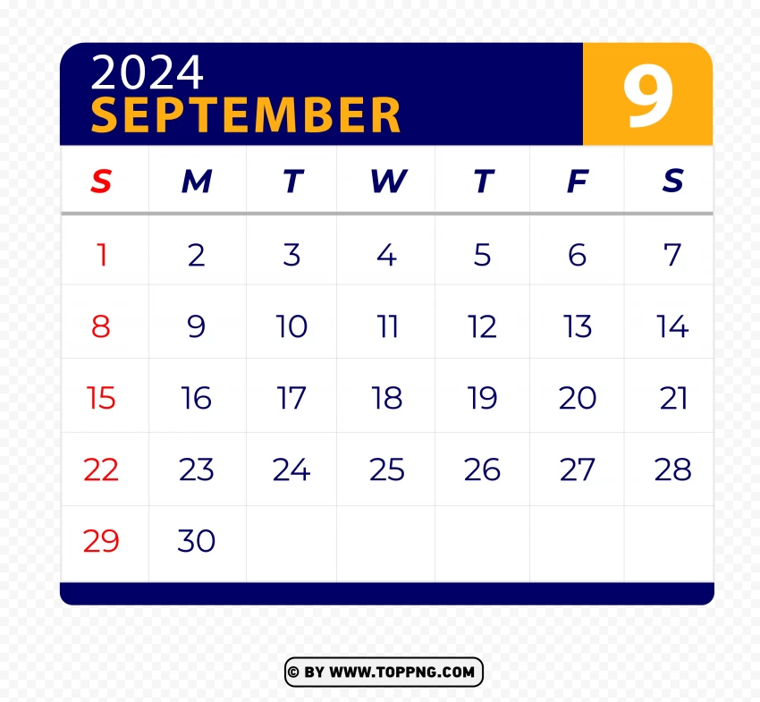Free download | HD PNG september 2024 calendar vector page with hd ...