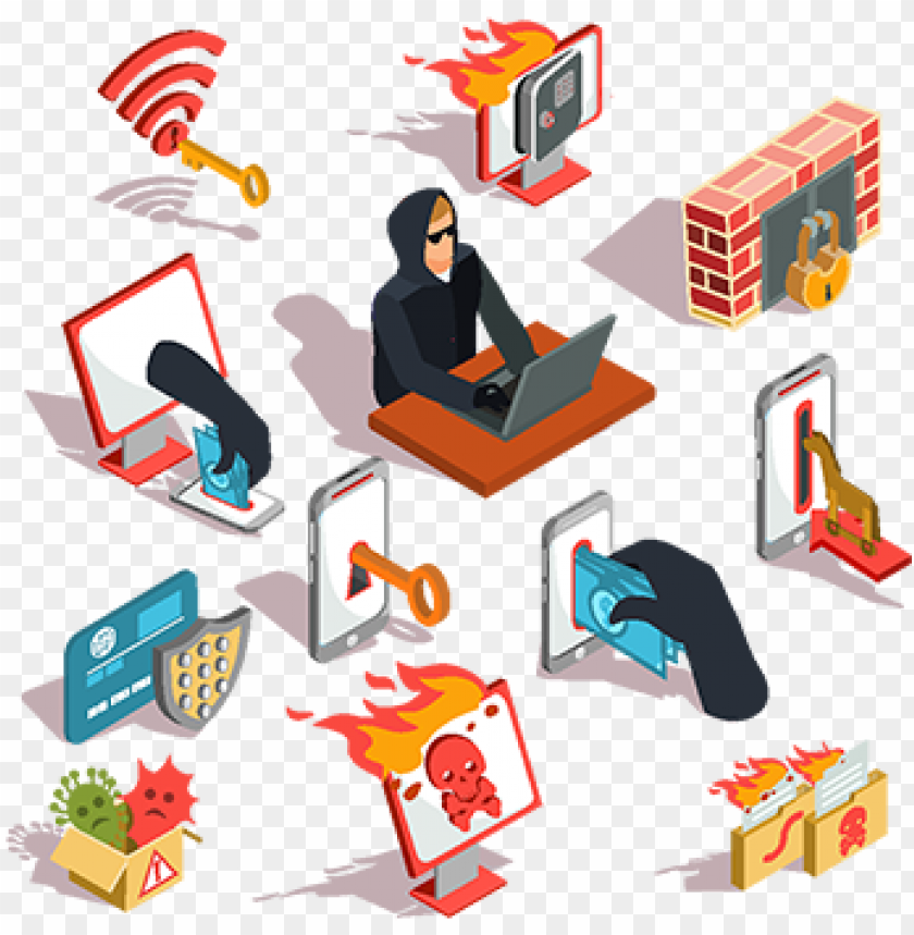 Free download | HD PNG set of vector isometric hacker icons icon ...